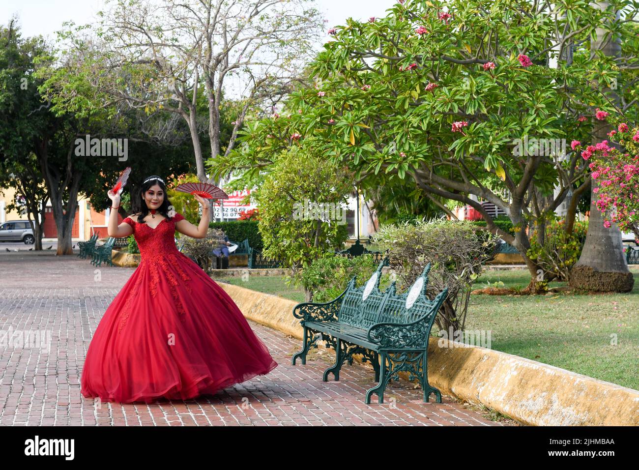 Girl celebrating her quinceañera (celebration of a girl's 15th birthday ...