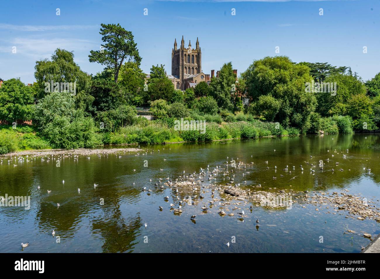 Significantly dropped water levels of the River Wye due to the recent ...