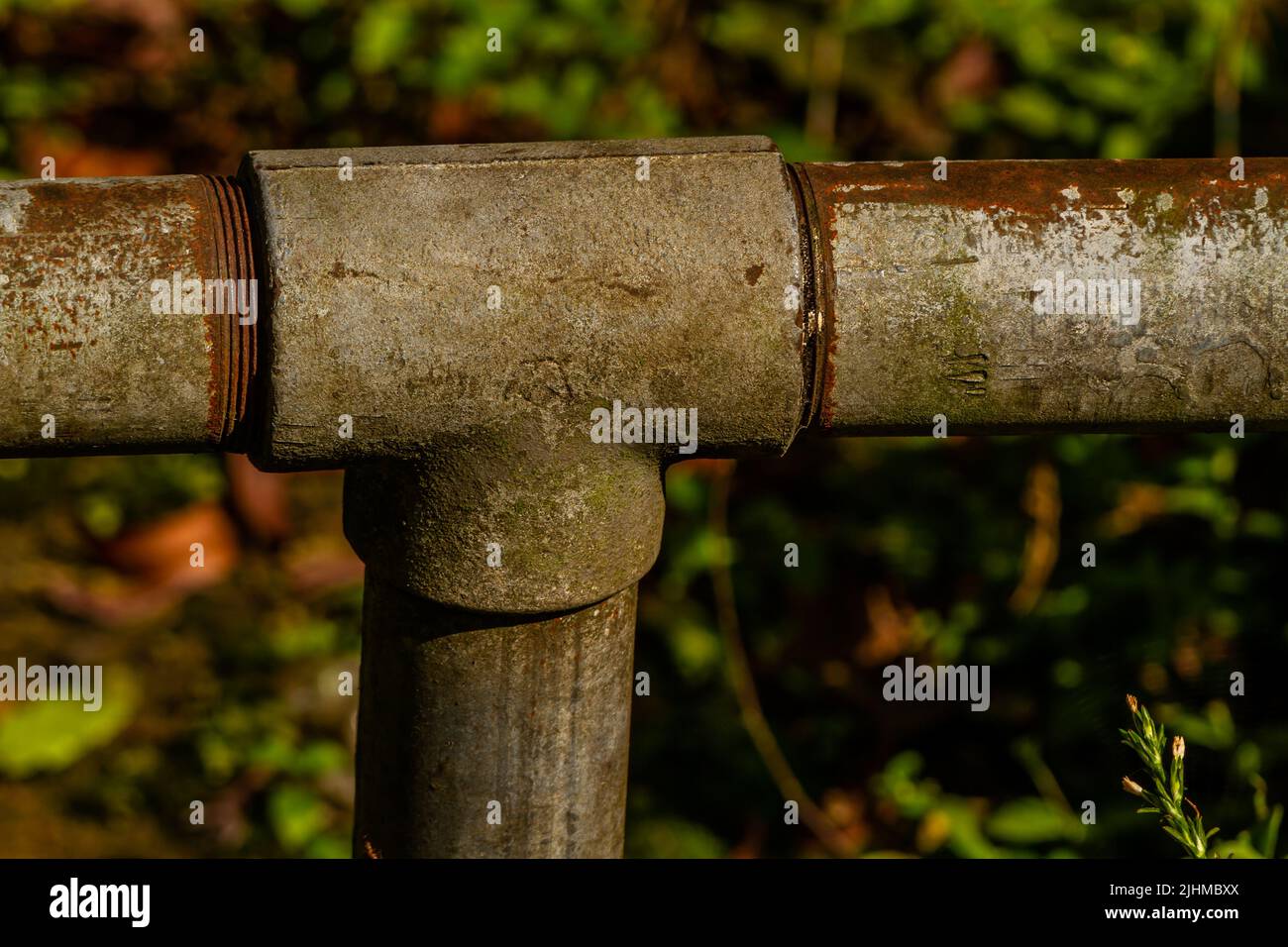 Rusted iron pipe joints, isolated on a blurry background Stock Photo ...