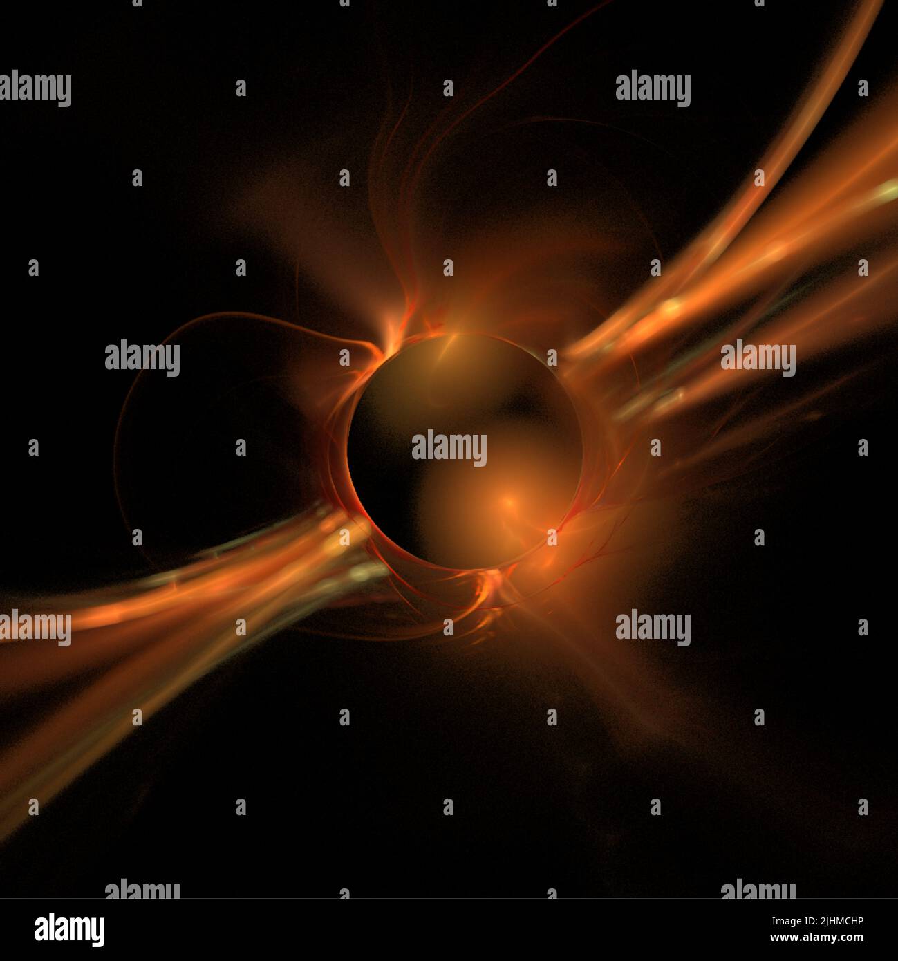 graphic yellow hot space illustration on black background, star system ...