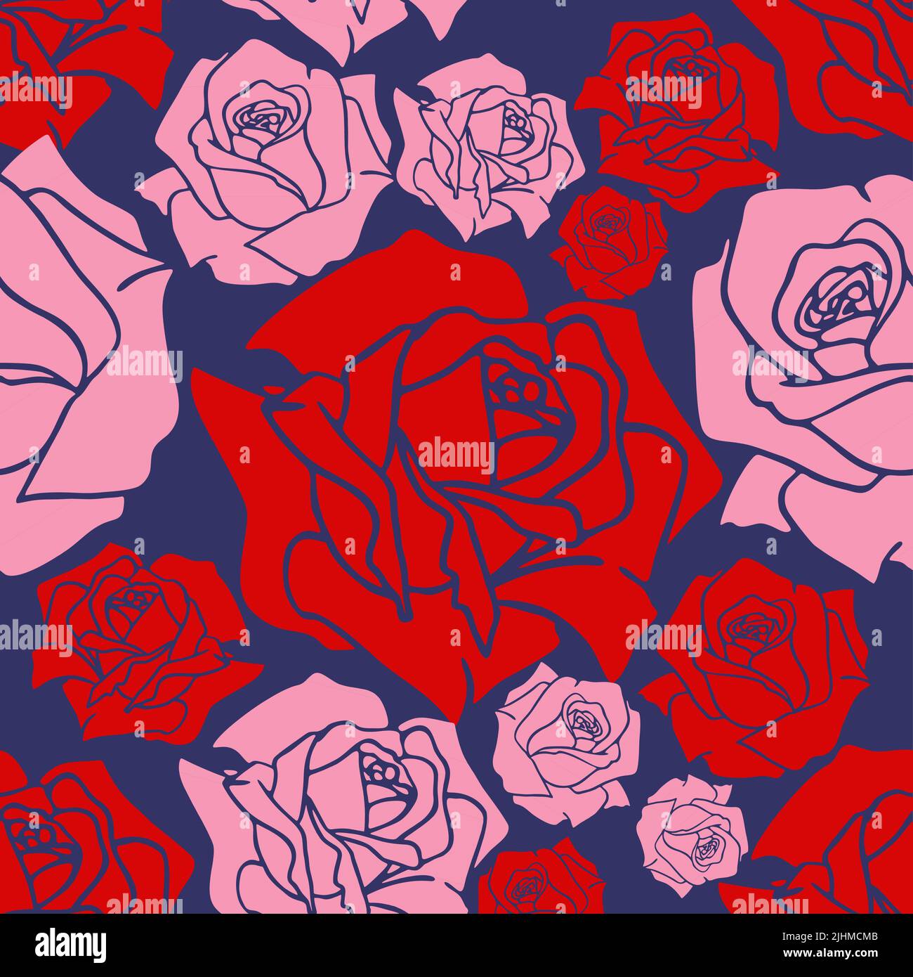 Seamless red rose pattern hi-res stock photography and images - Alamy