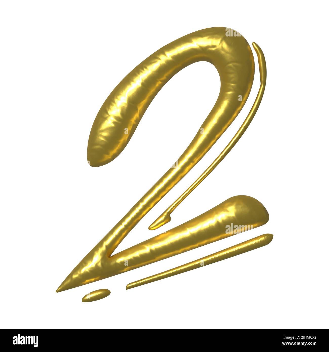 Golden shiny unique calligraphic number TWO 2 - 3D illustration Stock ...