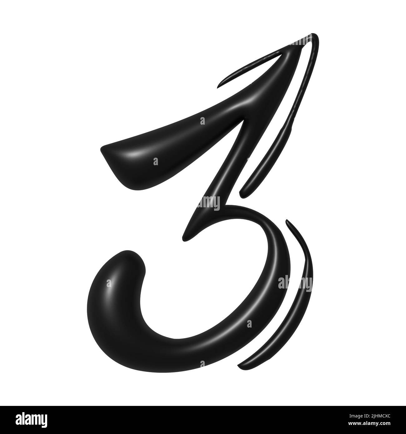 Black unique calligraphic numeral THREE 3 Stock Photo - Alamy