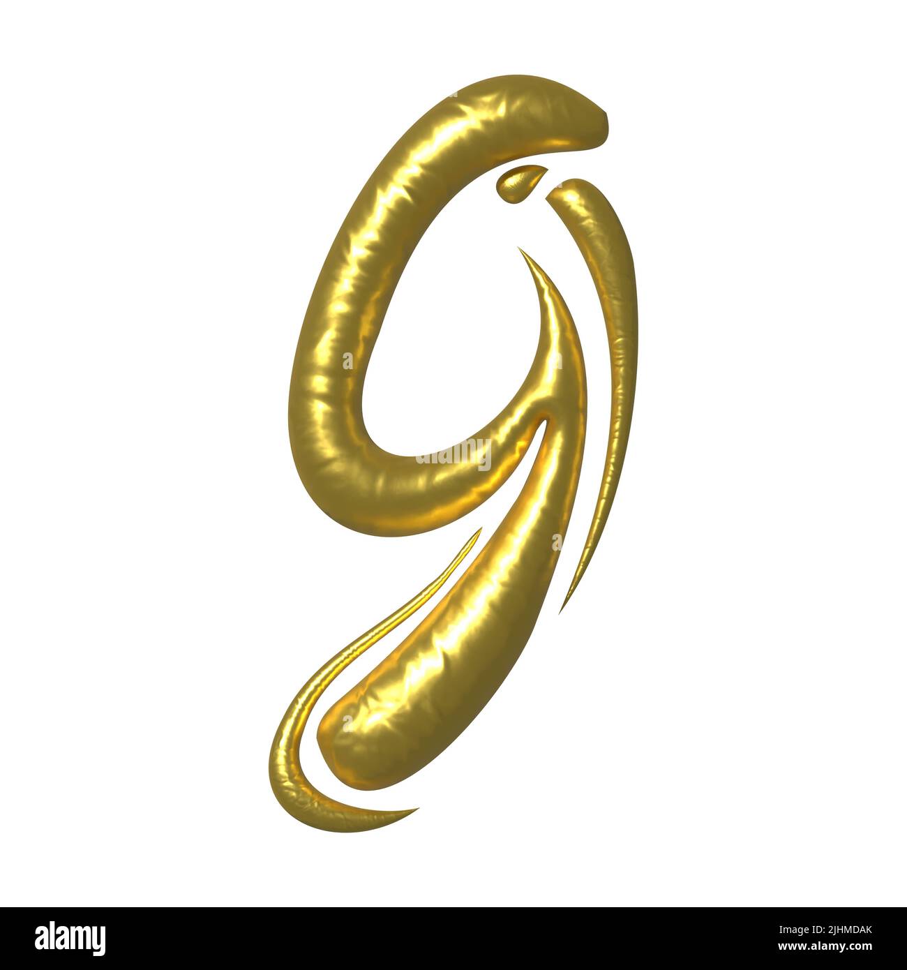 Golden shiny unique calligraphic numeral NINE 9 Stock Photo - Alamy