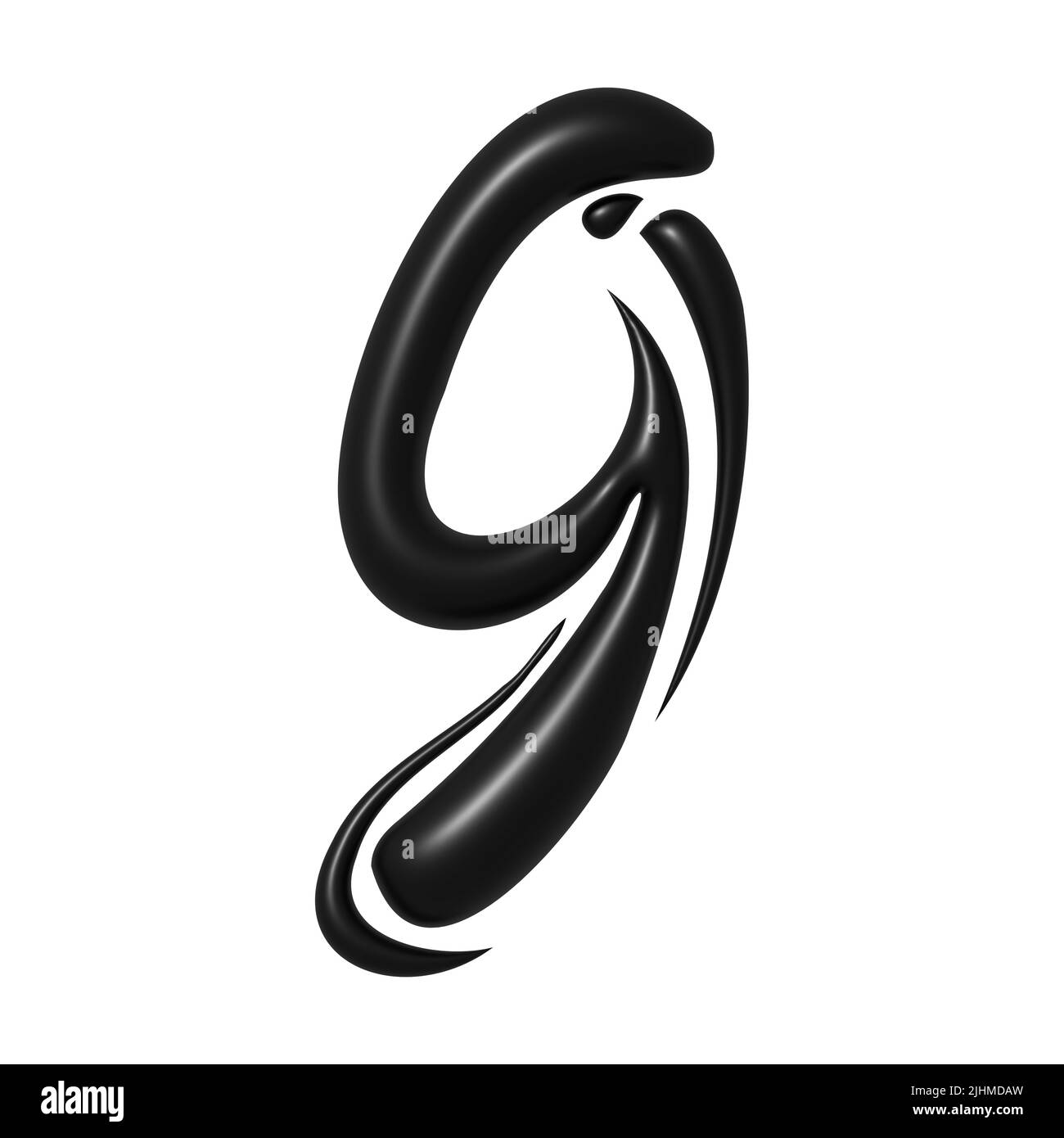 Black unique calligraphic numeral NINE 9 Stock Photo - Alamy