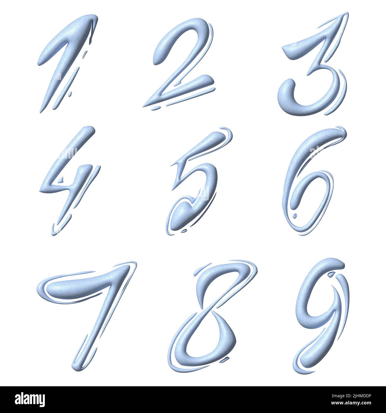 White blue carbon unique calligraphic numbers Stock Photo - Alamy