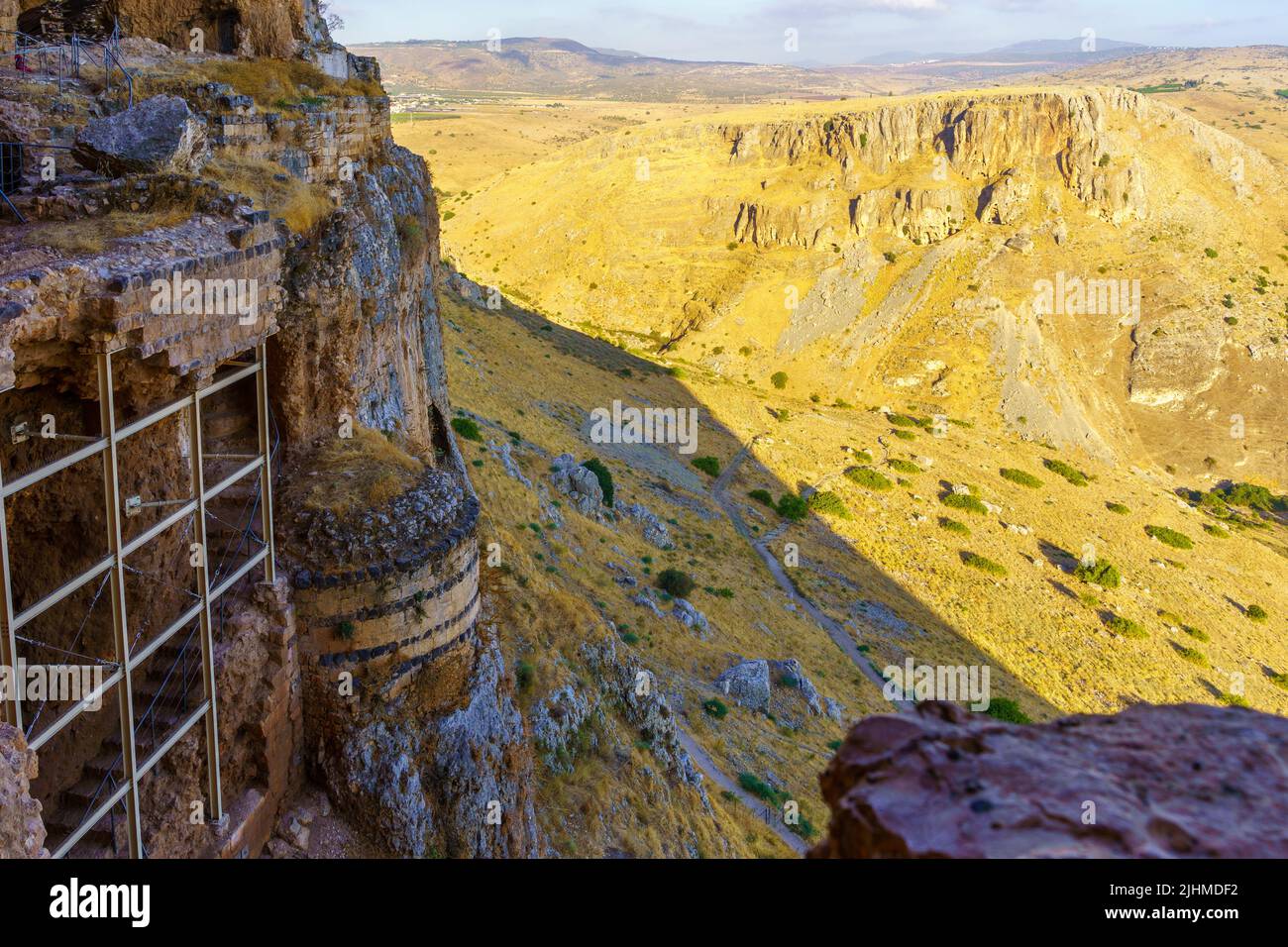 View of remains of an Ottoman Fortress on a cliff, and Mount Nitai, in ...
