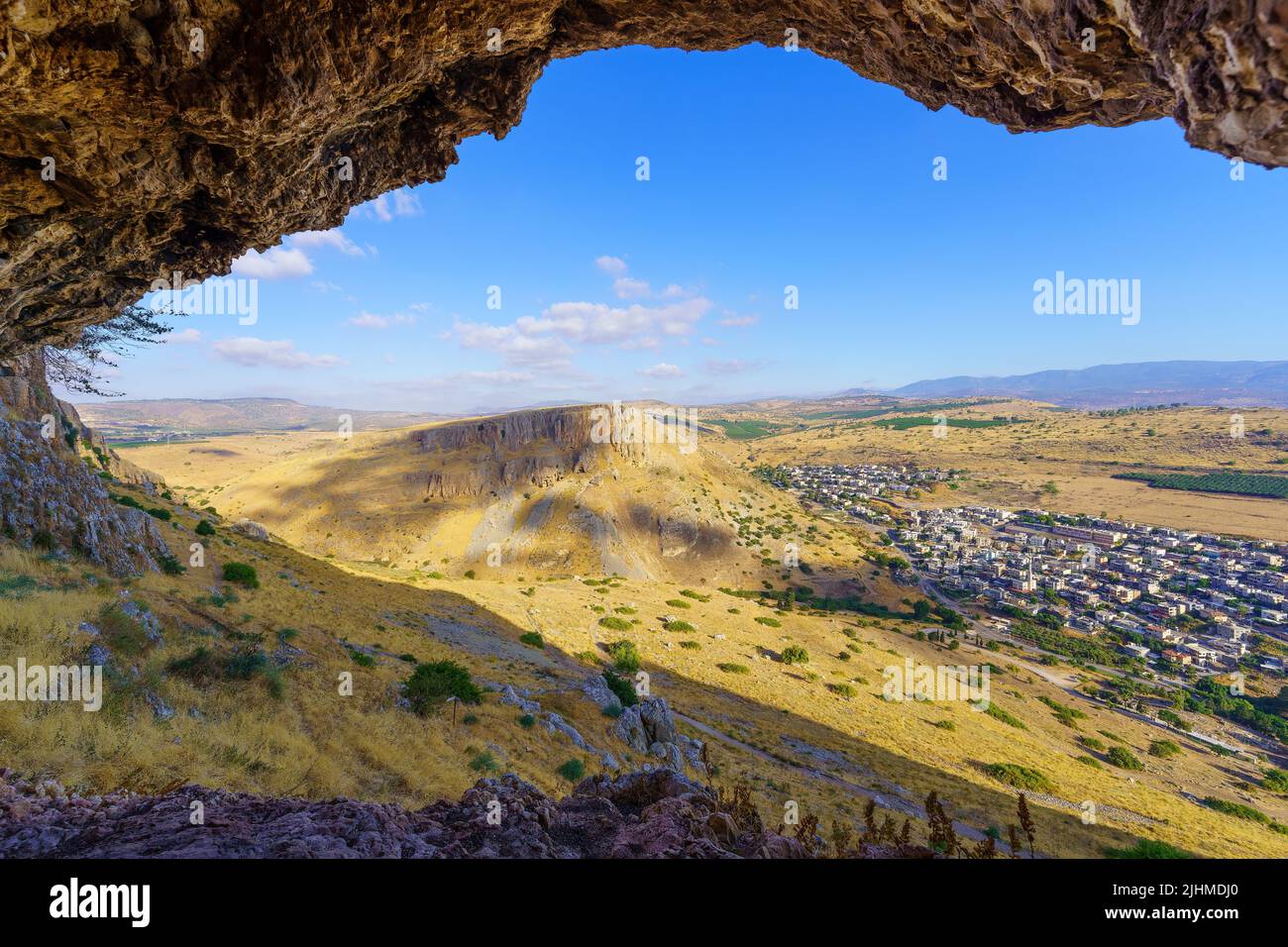 View from an ancient hiding cave on a cliff, of Mount Nitai, in Mount ...