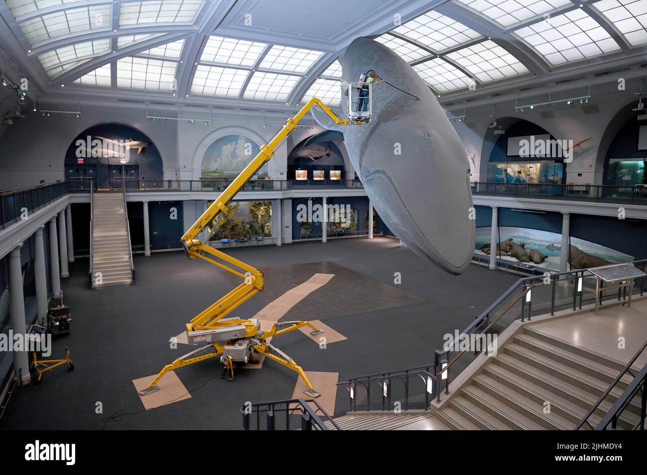 New York, USA. 19th July, 2022. Exhibition maintenance manager Trenton ...