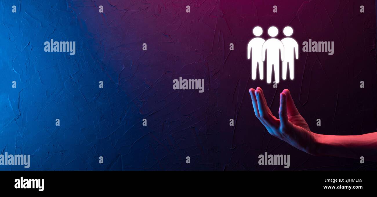 Businessman hold teamwork icon. Building a strong team. people icon ...