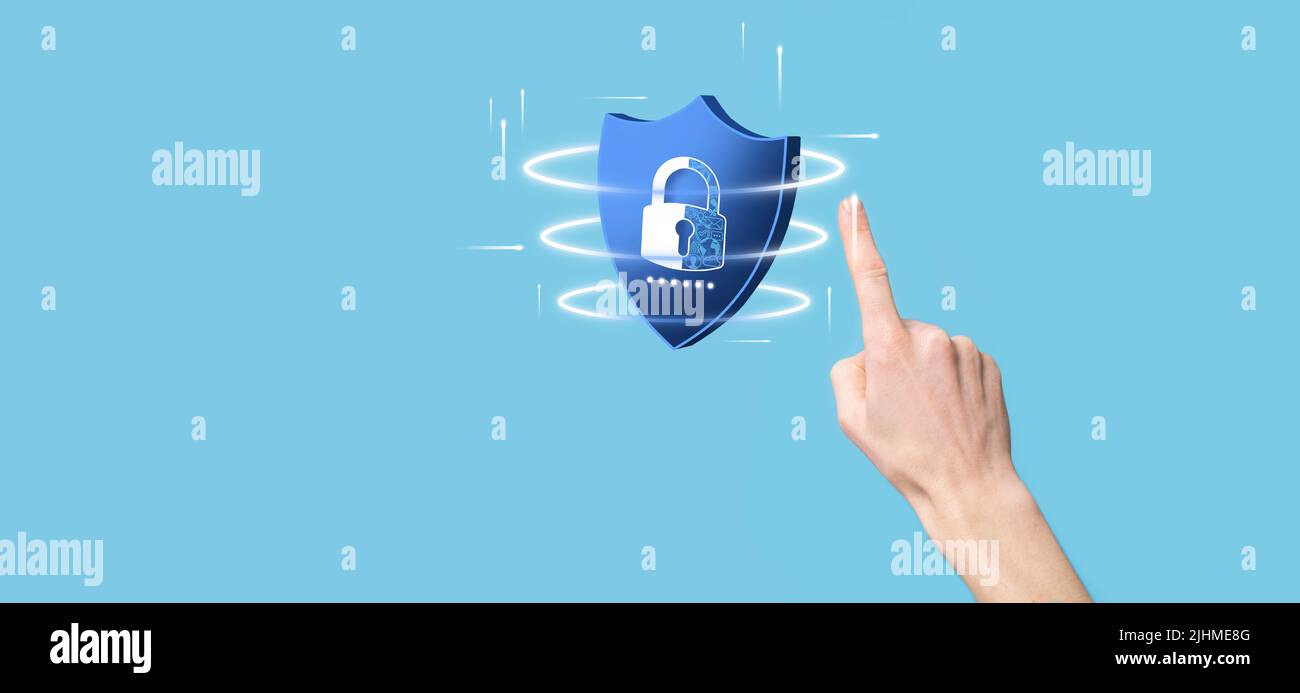 Cyber security network. Padlock icon and internet technology networking ...