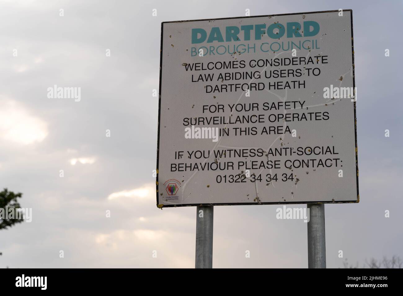 London UK, 19th July 2022. Banner for Dartford Borough Council erected ...