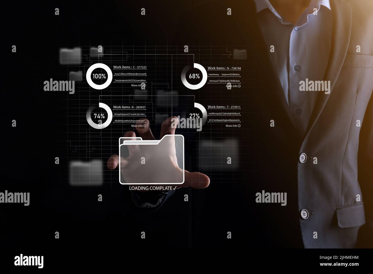 Business developer hand using board framework on virtual modern computer showing innovation ...