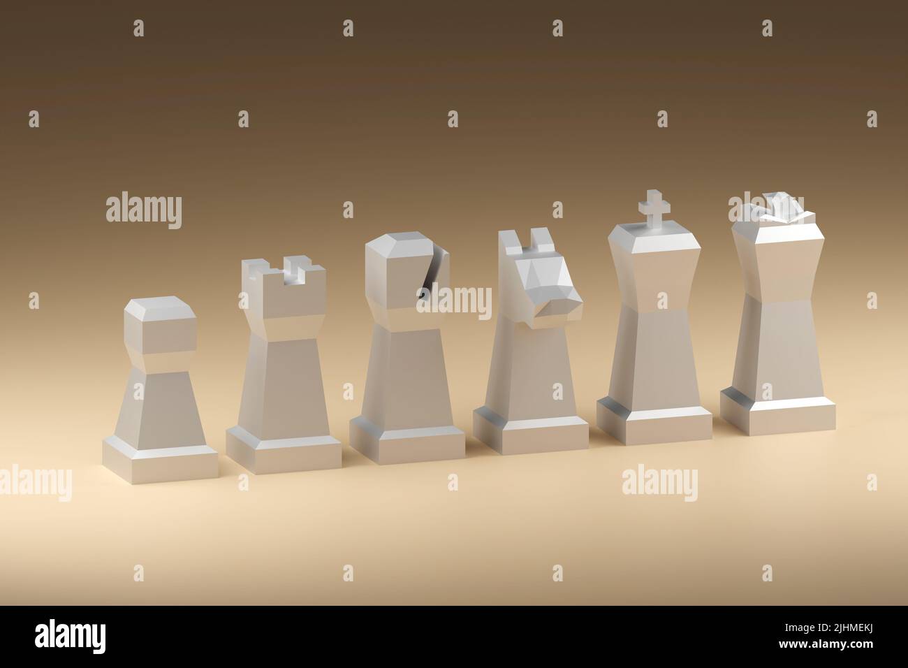 Low poly chess set queen on bright yellow background. Chess piece ...