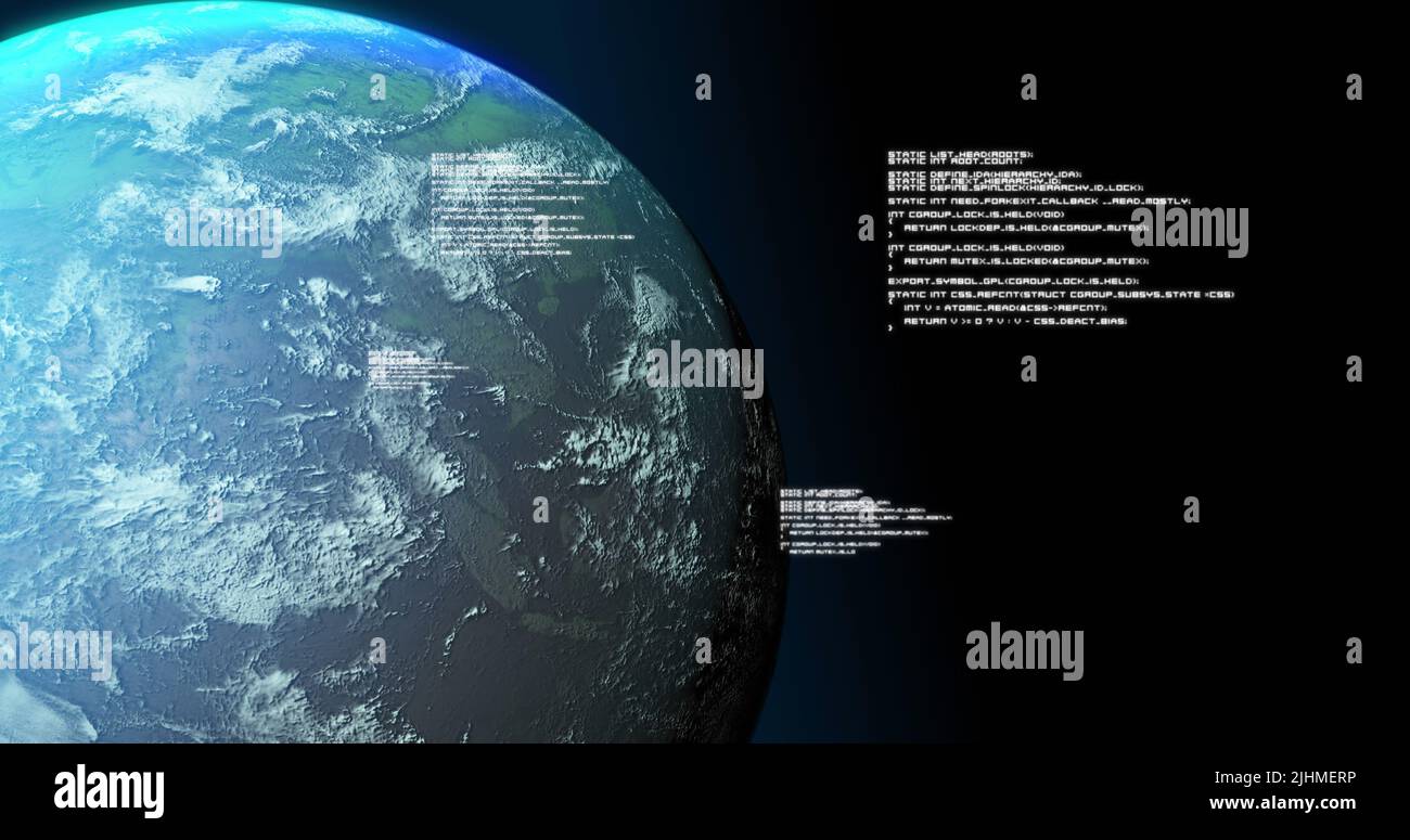 Image of globe and data processing on black background Stock Photo - Alamy
