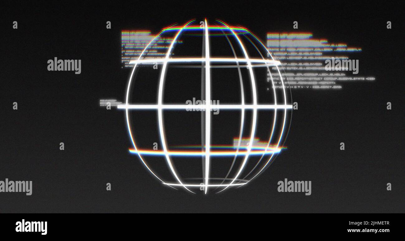 Image of globe and data processing on black background Stock Photo - Alamy