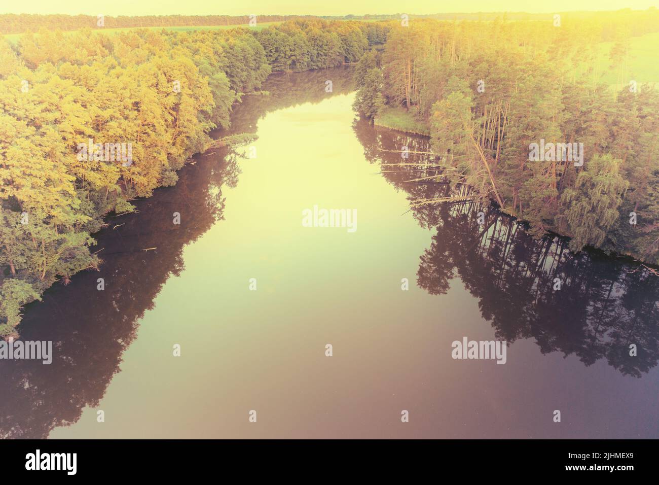 Aerial view winding river forest hi-res stock photography and images - Alamy