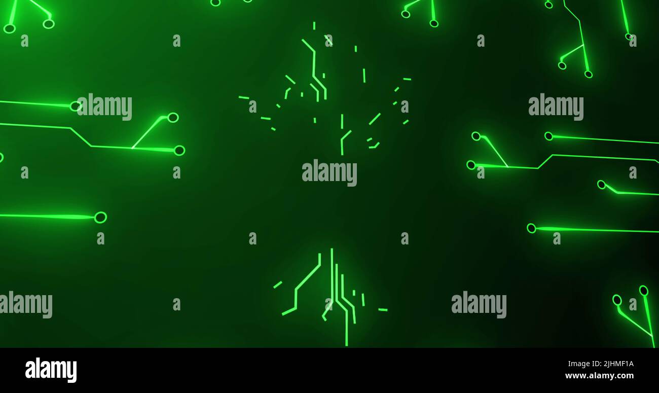 Image of integrated circuit and digital tree on green background Stock ...