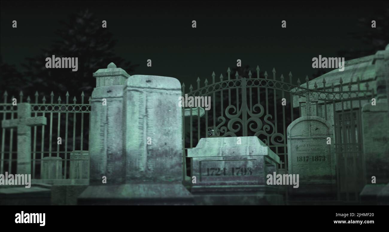 Image of graves on cemetery at night Stock Photo - Alamy