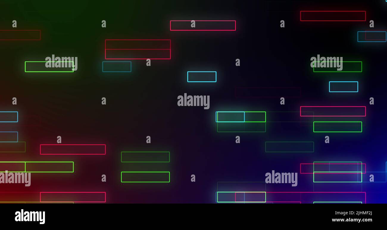 Image of repeatable neon rectangles moving on black background Stock ...