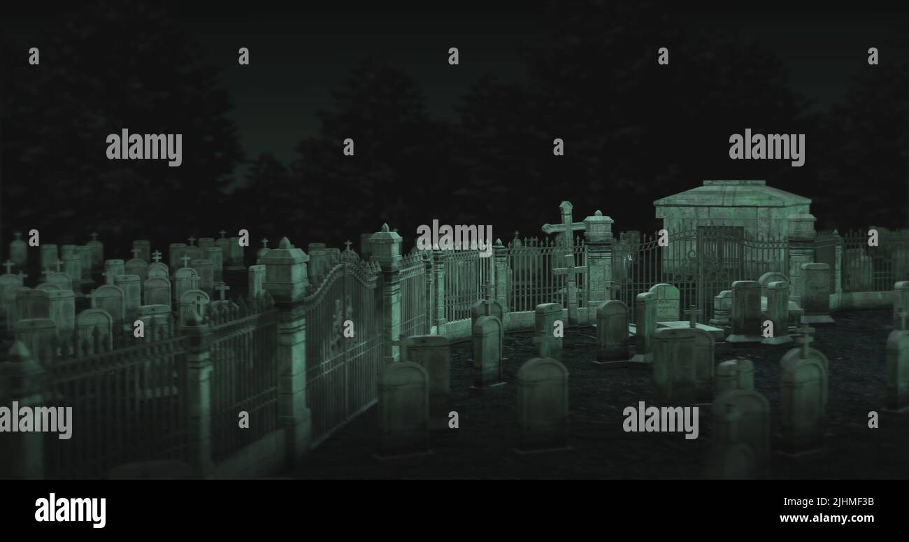 Image of graves on cemetery at night Stock Photo - Alamy