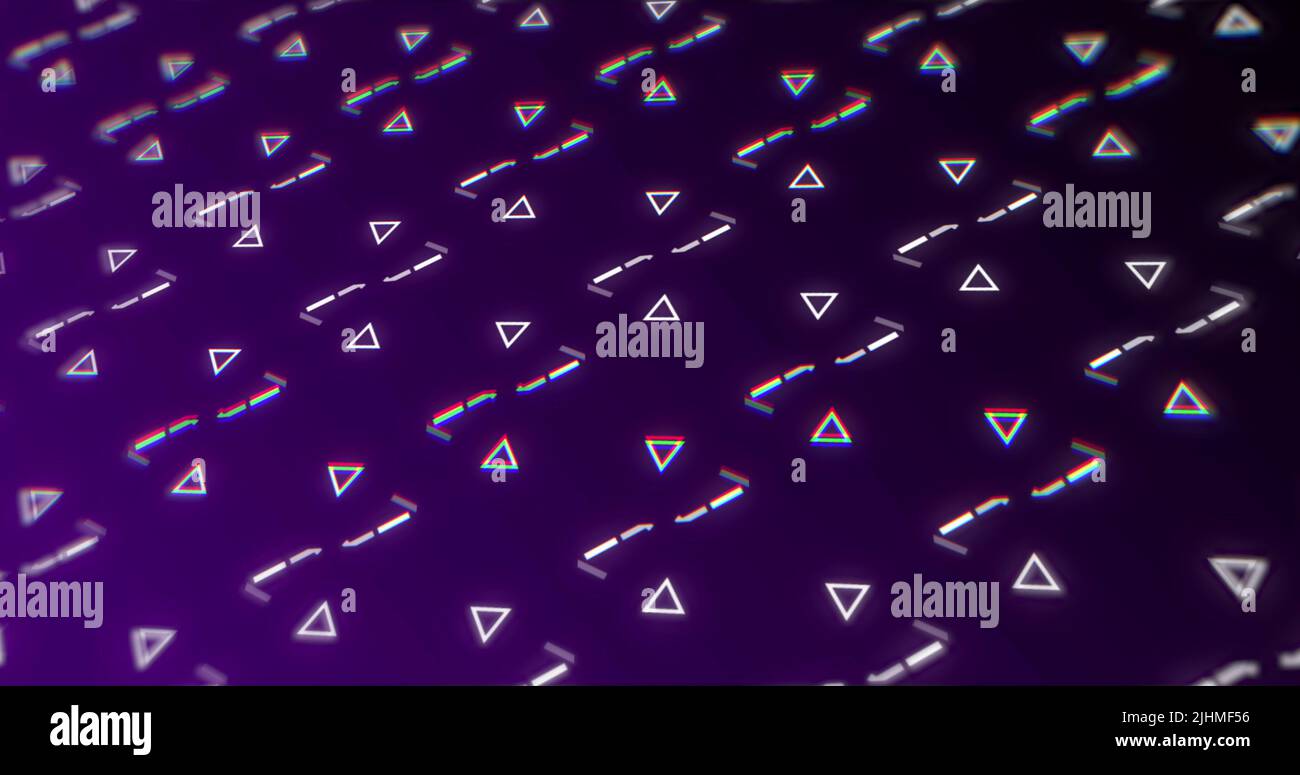 Image of repeatable shapes moving on violet background Stock Photo - Alamy