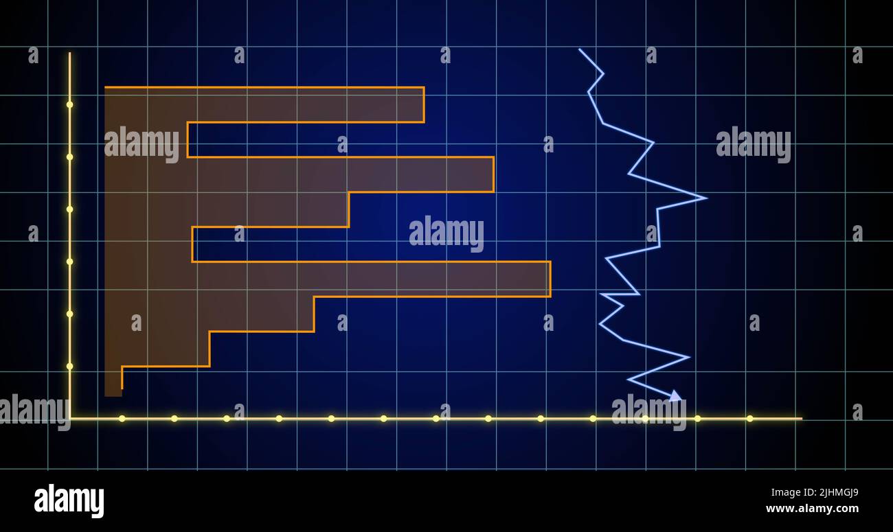 Image of graph on navy background Stock Photo - Alamy