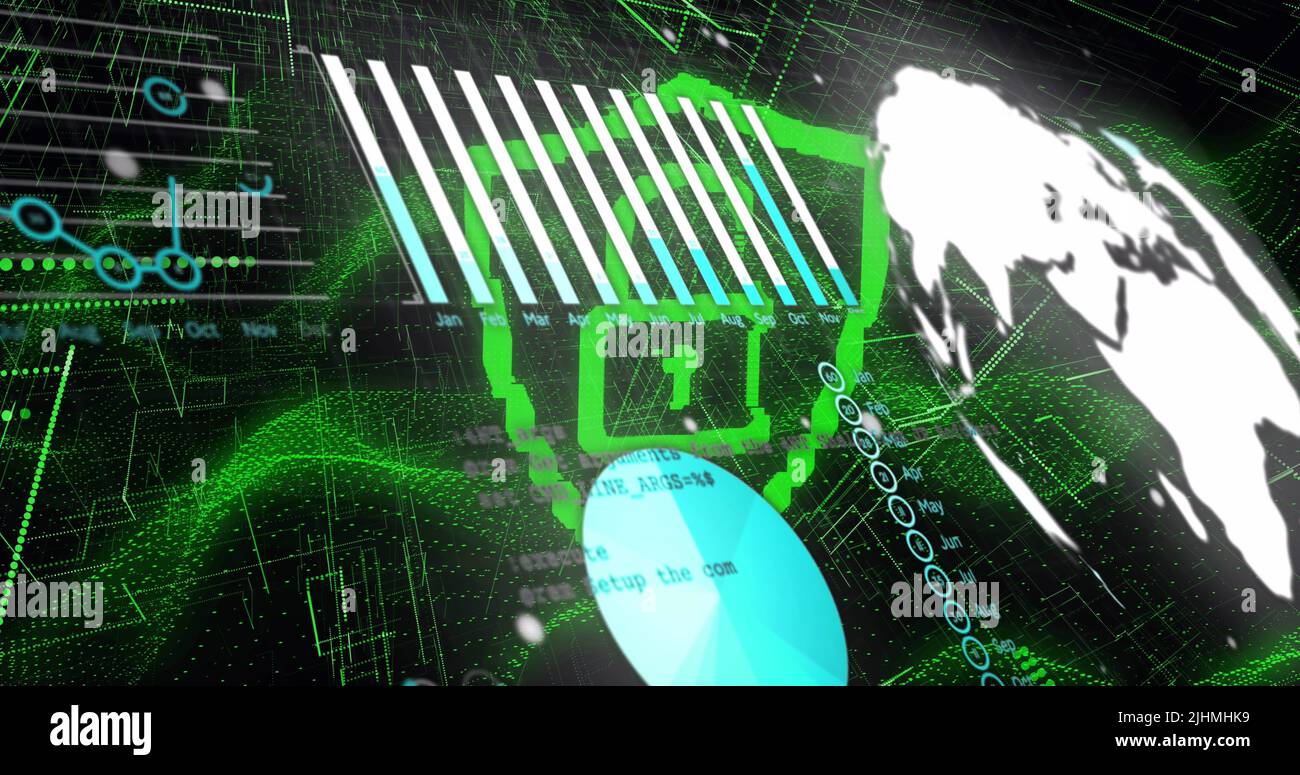 Image of data processing over padlock icon Stock Photo - Alamy