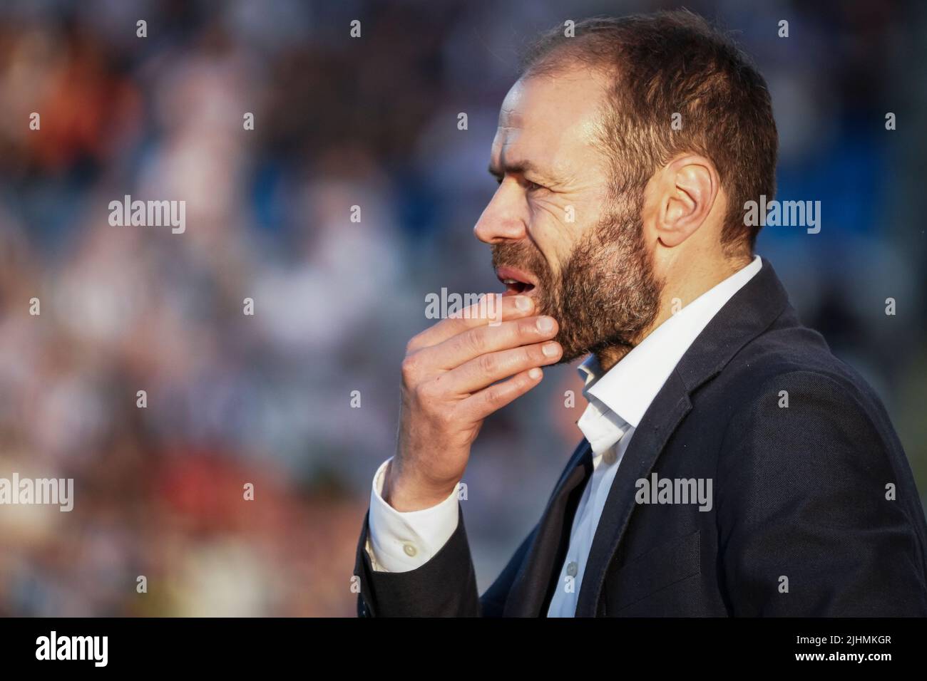 Odense, Denmark. 18th July, 2022. Odense Boldklub manager Andreas Alm ...