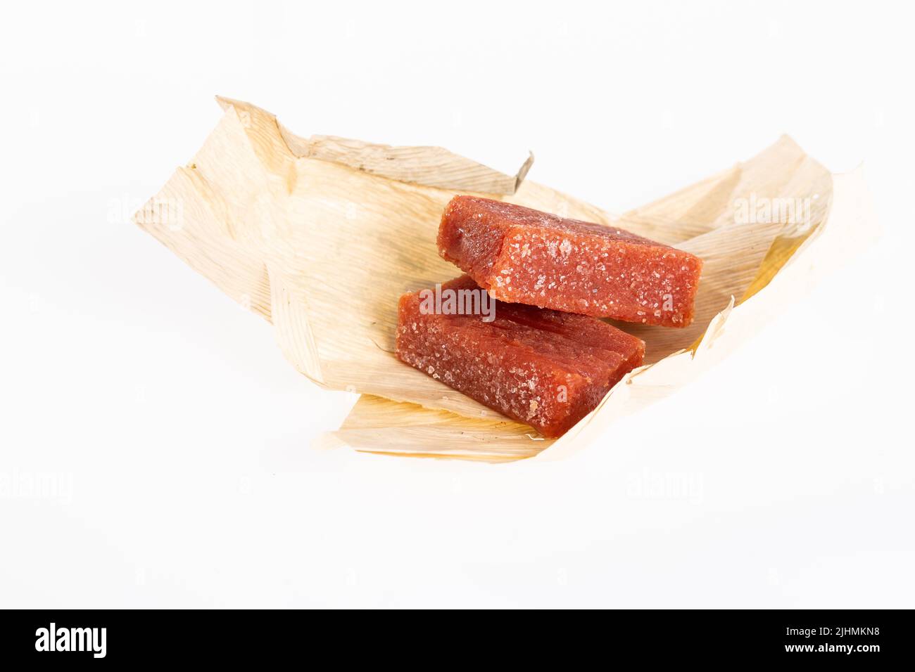 Guava Paste Wrapped in Bijao Leaf; Photo On White Background Stock ...