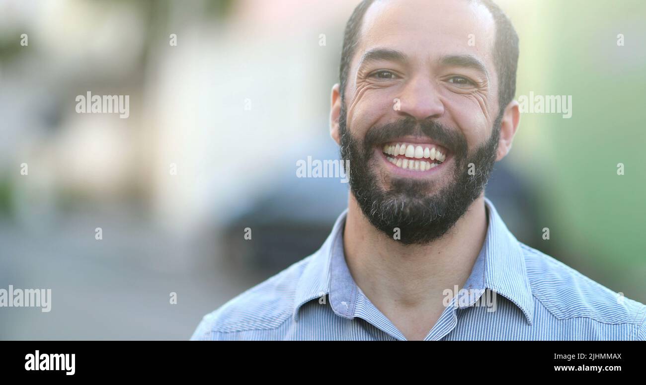 Hispanic man real life laugh and smile. Authentic person smiling and ...
