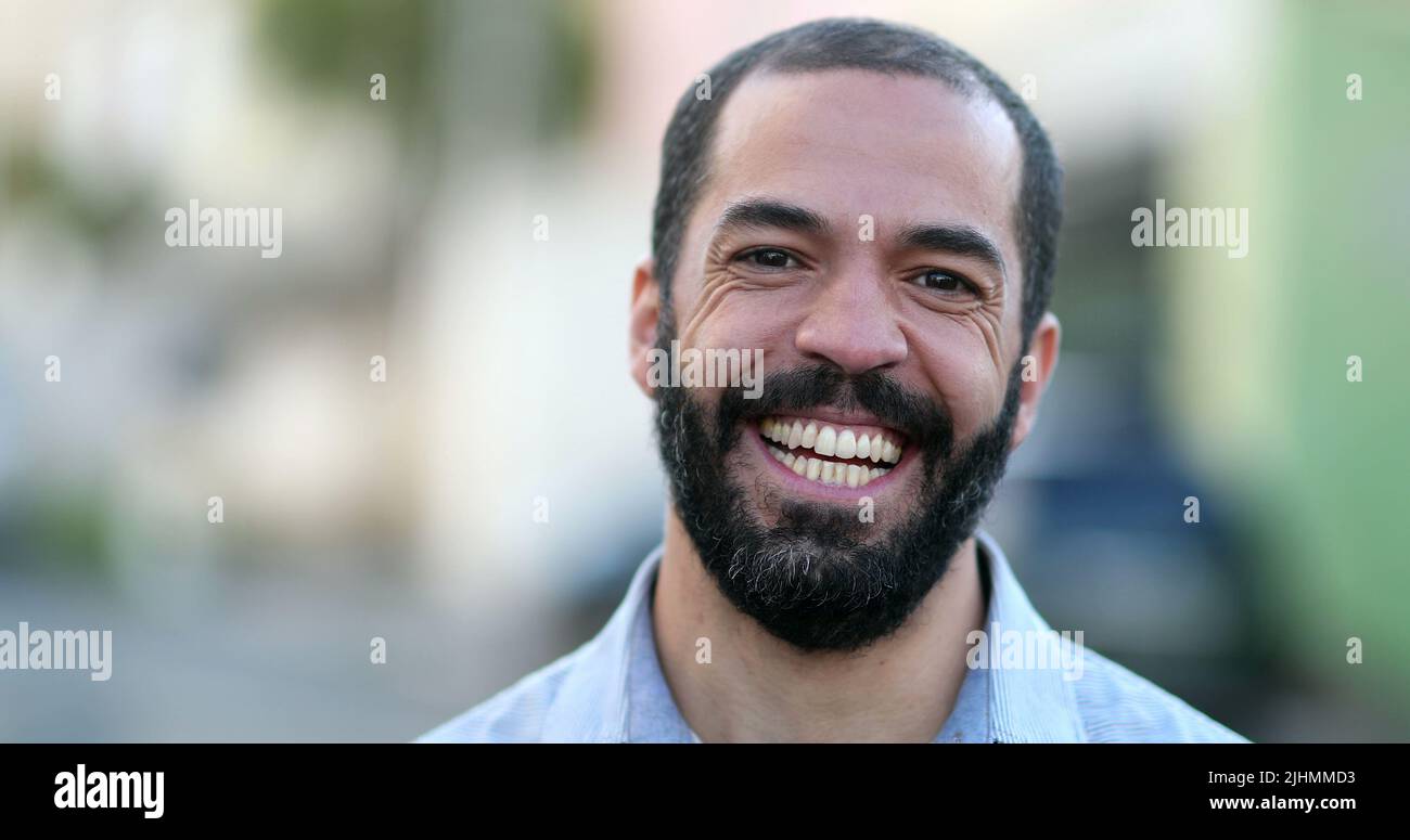 Hispanic man real life laugh and smile. Authentic person smiling and ...