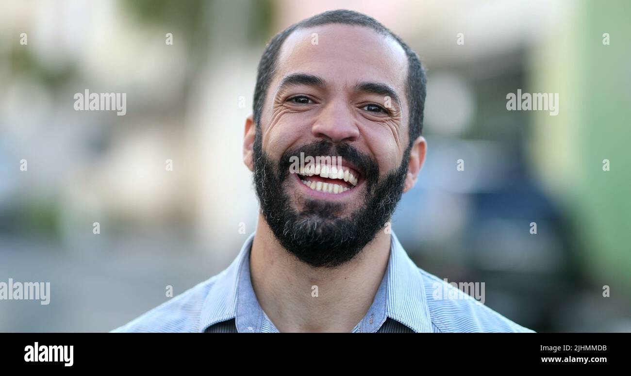 Hispanic man real life laugh and smile. Authentic person smiling and ...