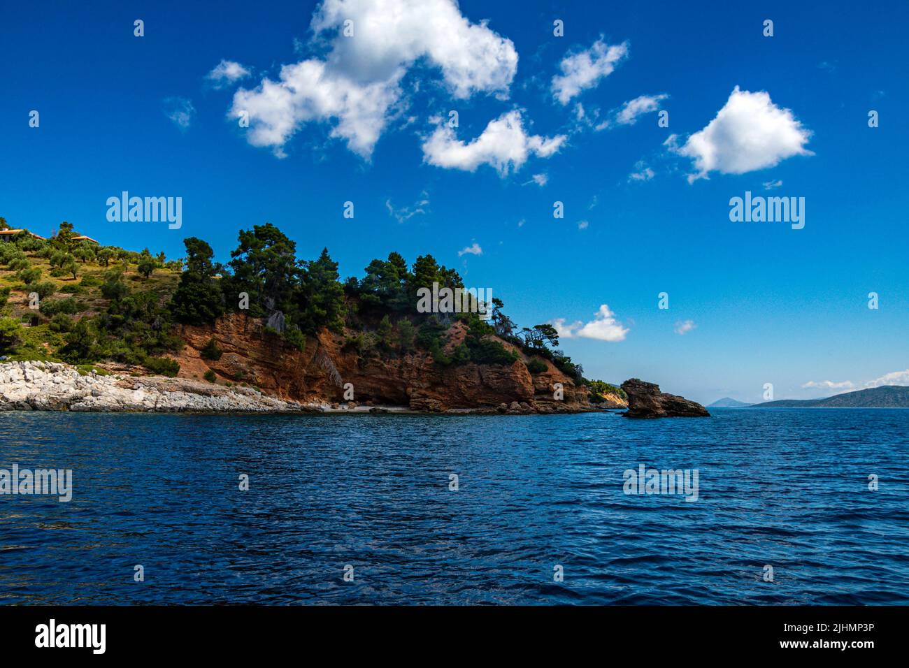 Seaside view of eastern Alonissos island near Kokkinokastro beach ...
