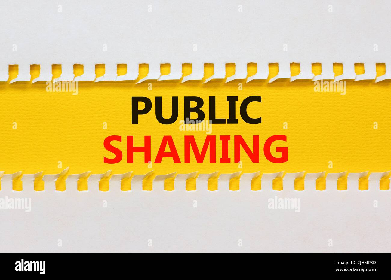 Public shaming symbol. Concept words Public shaming on yellow paper on ...