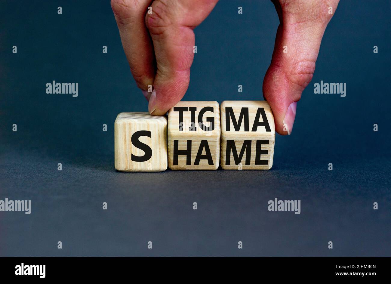 Stigma or shame symbol. Concept words Stigma or Shame on wooden cubes ...