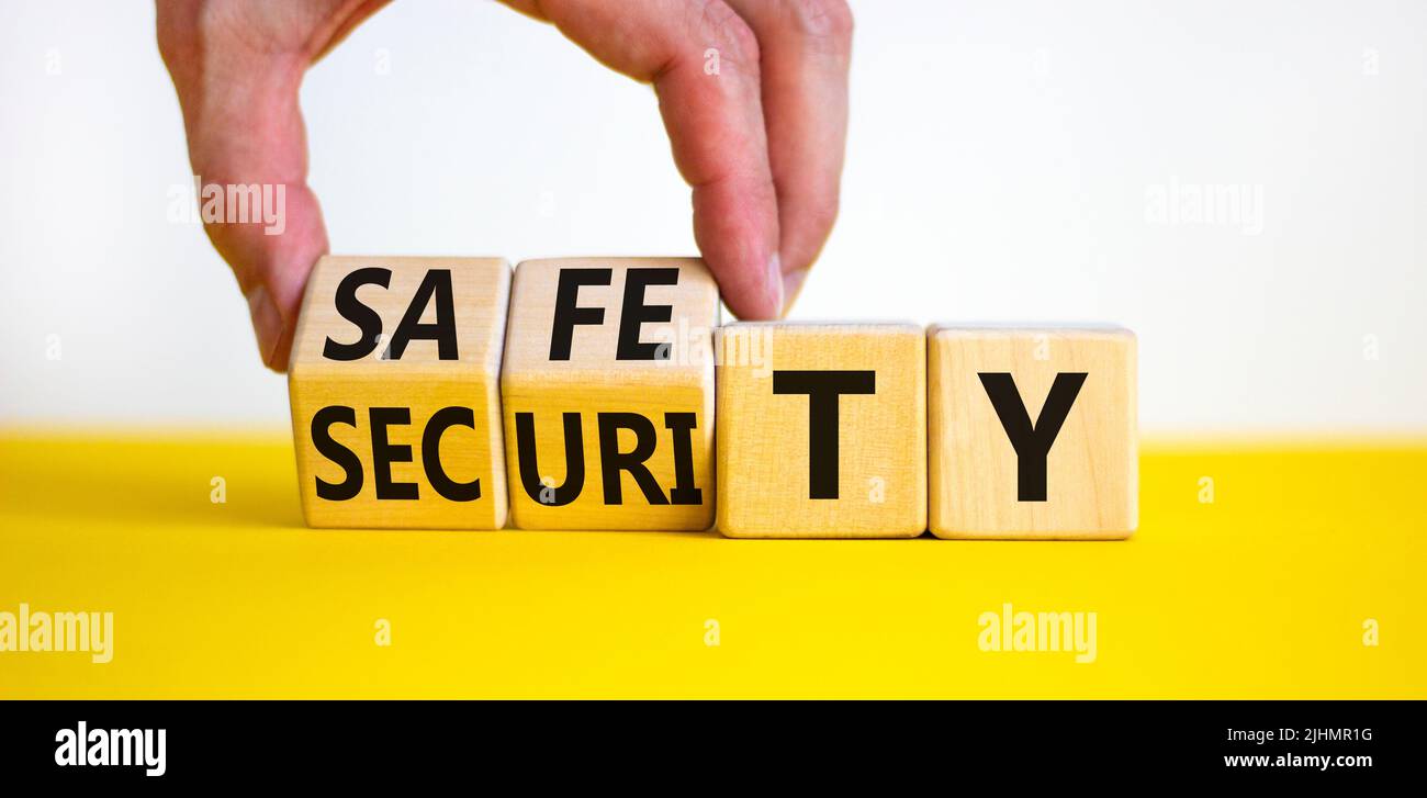 Safety and security symbol. Concept words Safety and security on wooden ...