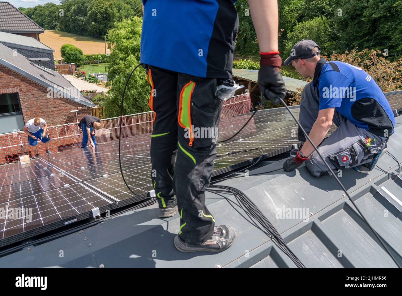 Installation of solar modules on the roof of a barn, a farm, over 240 ...