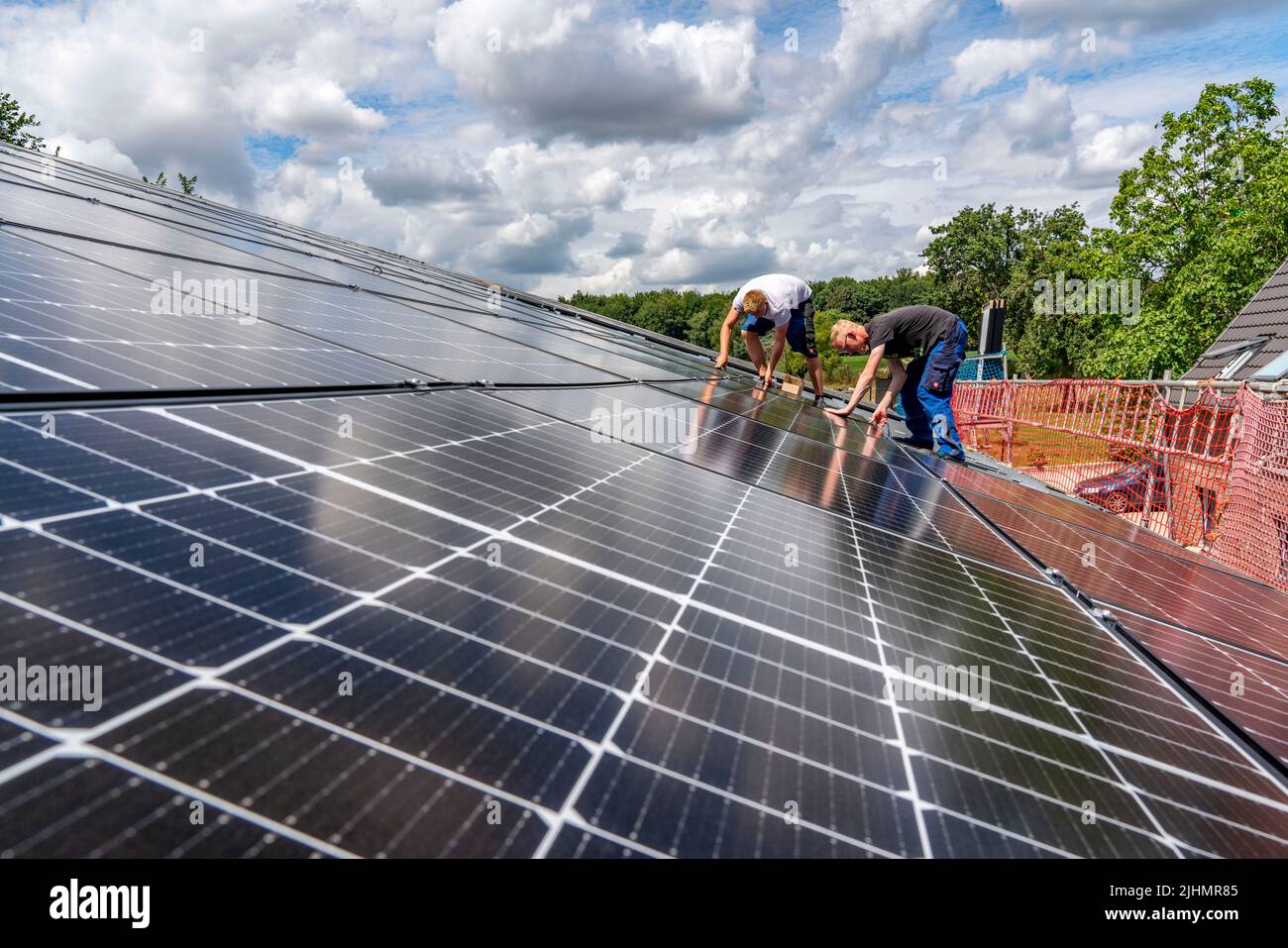 Installation of solar modules on the roof of a barn, a farm, over 240 ...