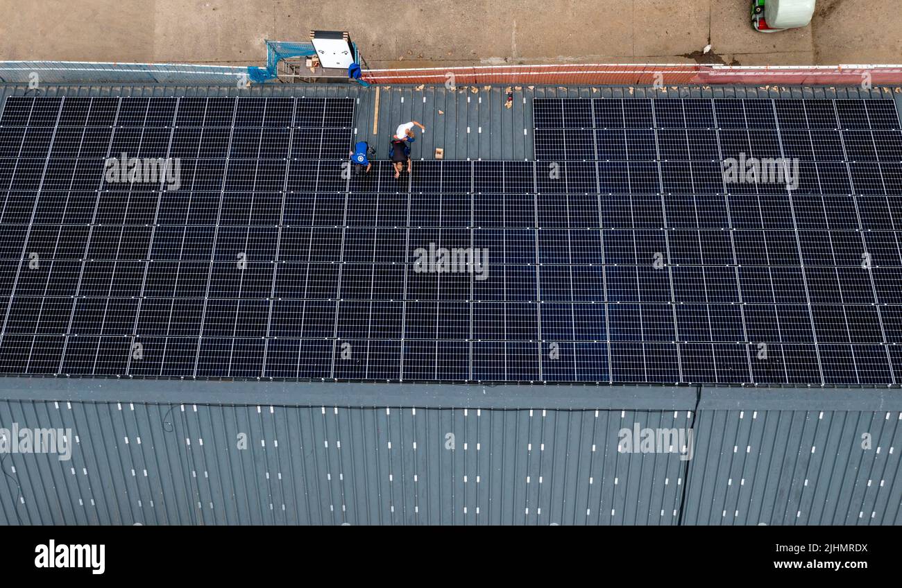 Installation of solar modules on the roof of a barn, a farm, over 240 ...