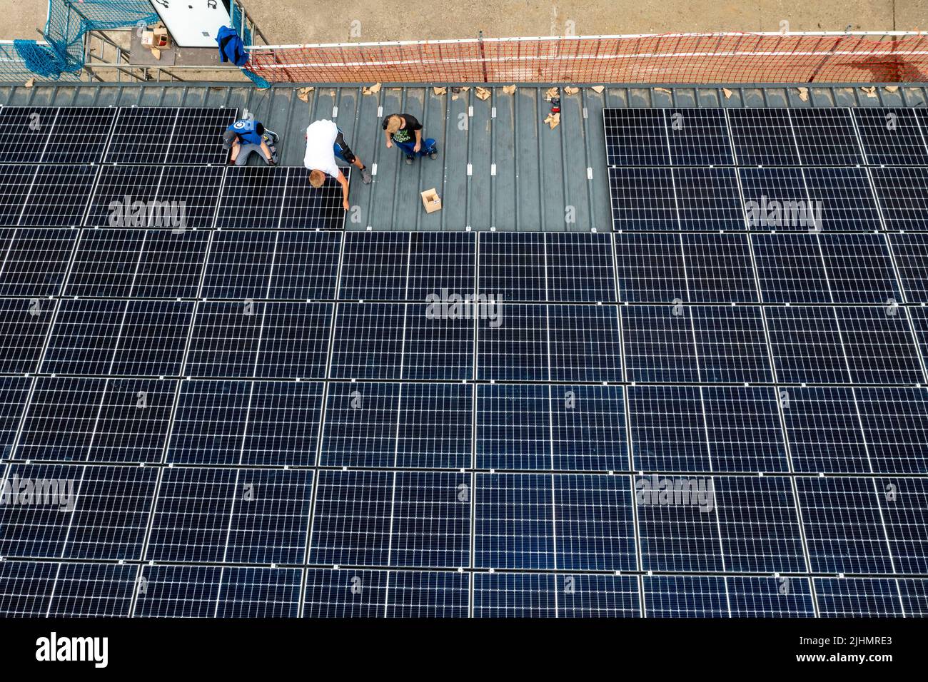 Installation of solar modules on the roof of a barn, a farm, over 240 ...