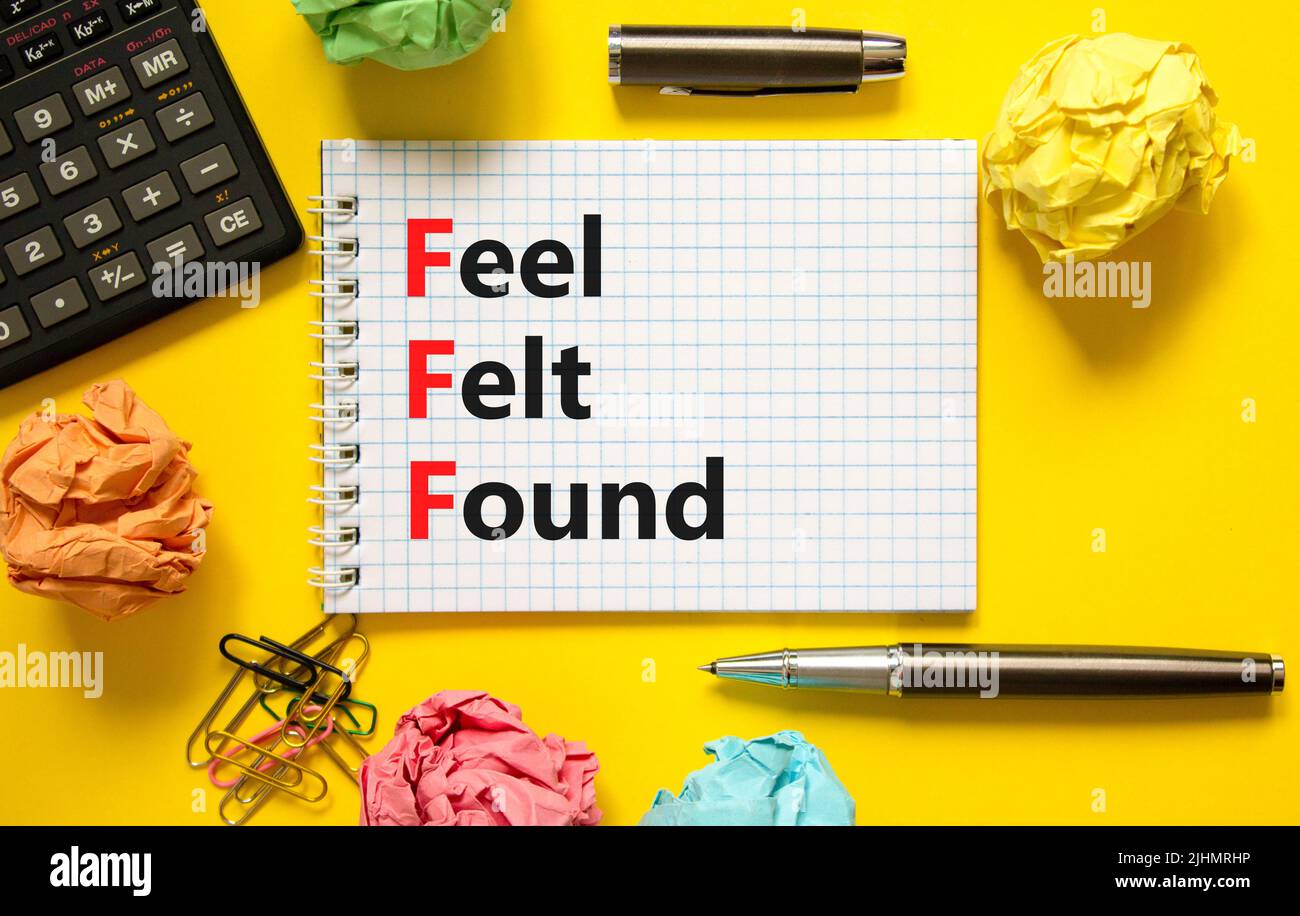 FFF feel felt found technique symbol. Concept words FFF feel felt found ...