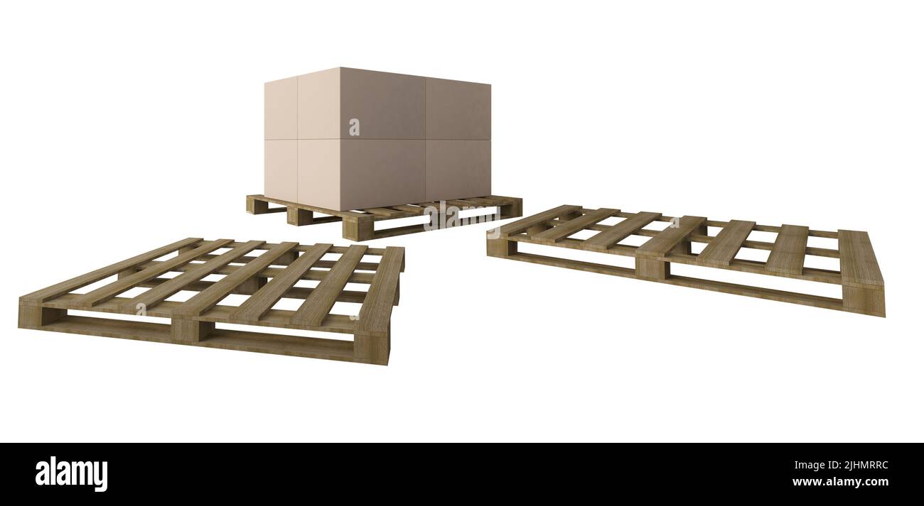 3d rendering image of boxs on wooden pallet, PSD-logo Mockup in smart ...