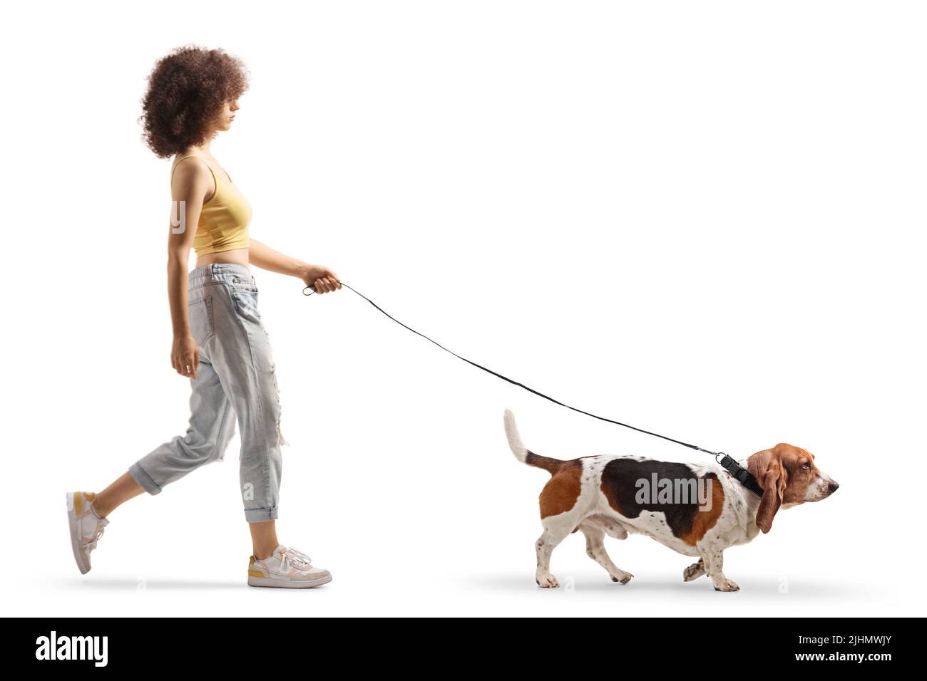 Red Tank Top Girl Walking Dogs