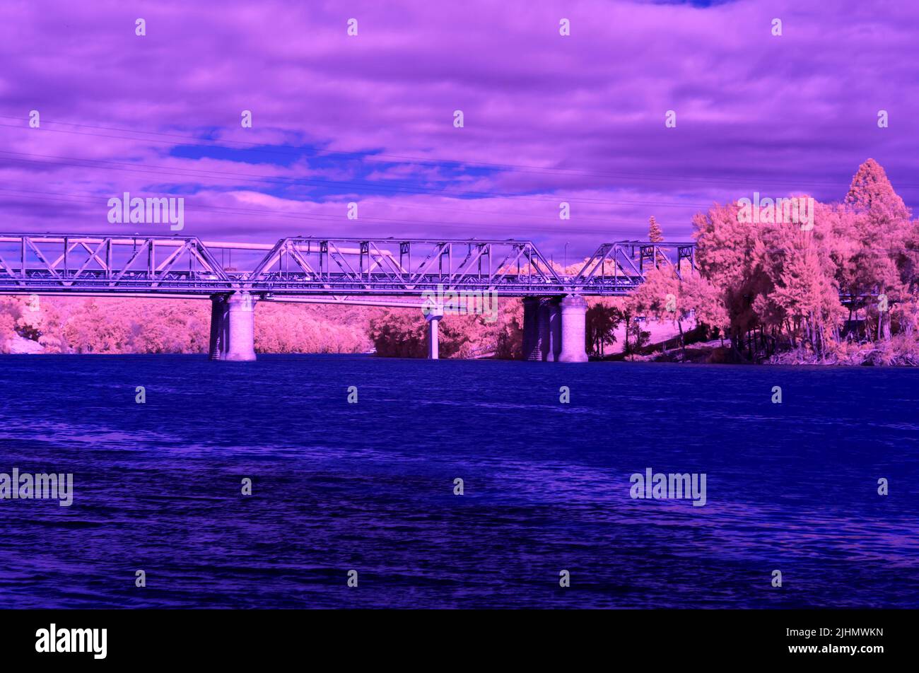 Infrared photograph of the Victoria Bridge crossing the Nepean River ...