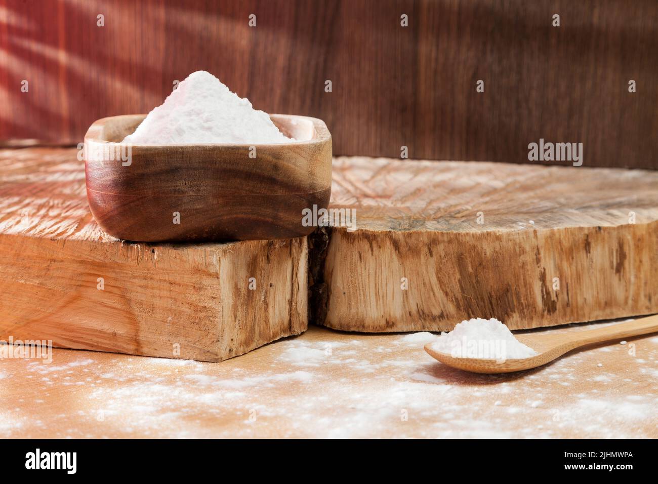 Baking soda - sodium bicarbonate Natural powder, photo on wooden ...