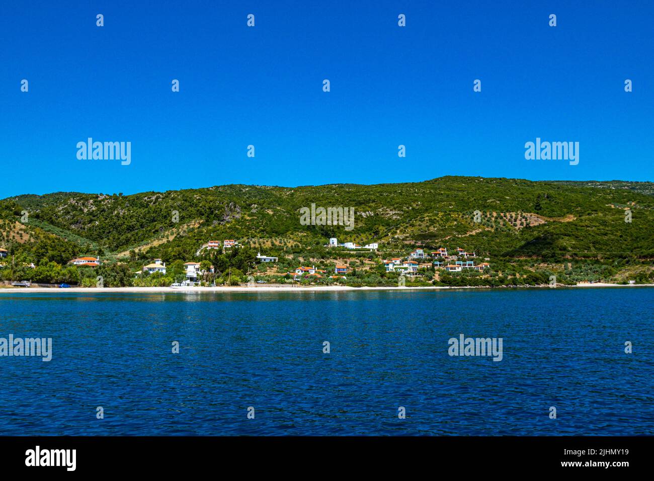 Seaside view of Steni Vala beach in Alonissos island, Sporades, Greece ...