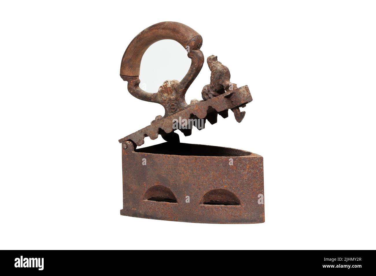 Antique iron on white background. Old rusty iron for ironing. Antique ...