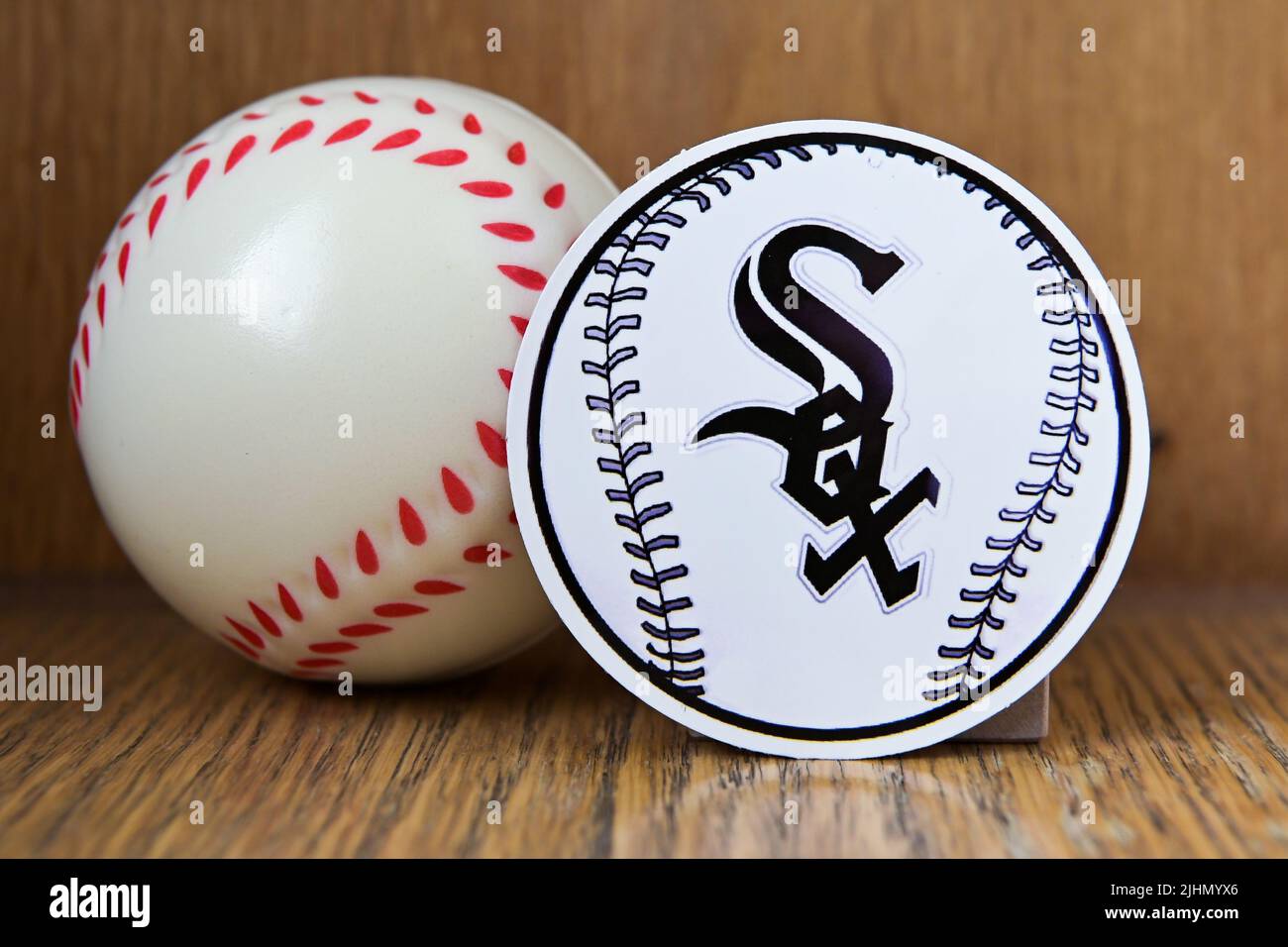 July 19, 2022, Cooperstown, New York. The emblem of the Chicago White ...