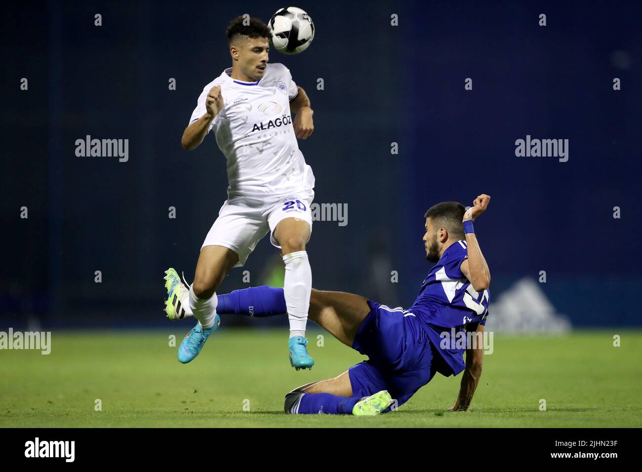 Zagreb, Croatia, on July 19, 2022. Walid Hamidi of Shkupi in action ...